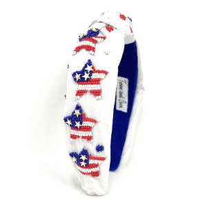 Fourth of July Hand Bead USA Knotted Headband, Patriotic Knot Headband ...