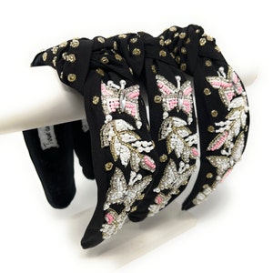 Butterfly Hand Bead Knotted Headband, Butterflies Knotted Headband ...