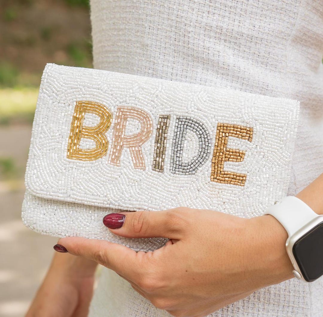 BRIDE Clutch Purse, Gift for Bride, Beaded Clutch Purse, Bridal Purse ...
