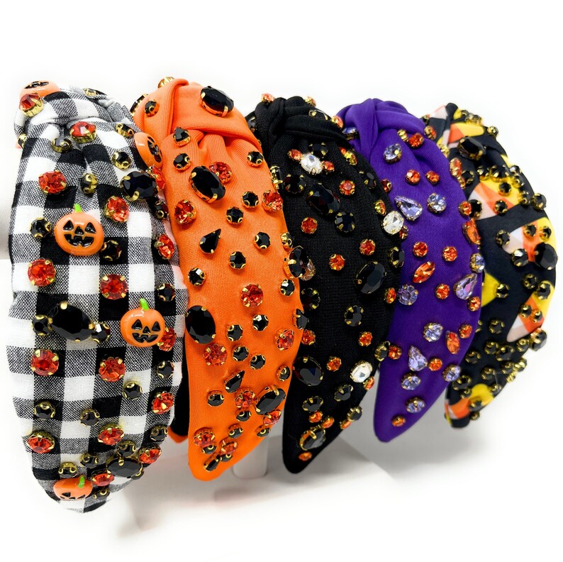 Halloween Jeweled Knot Headbands, Halloween Headbands, Candy Corn ...