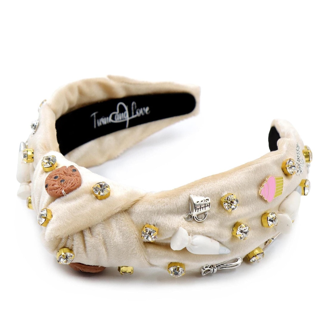 Gift for Baker: Hand Sewn Velour Headband With Baking Charms Custom Top ...