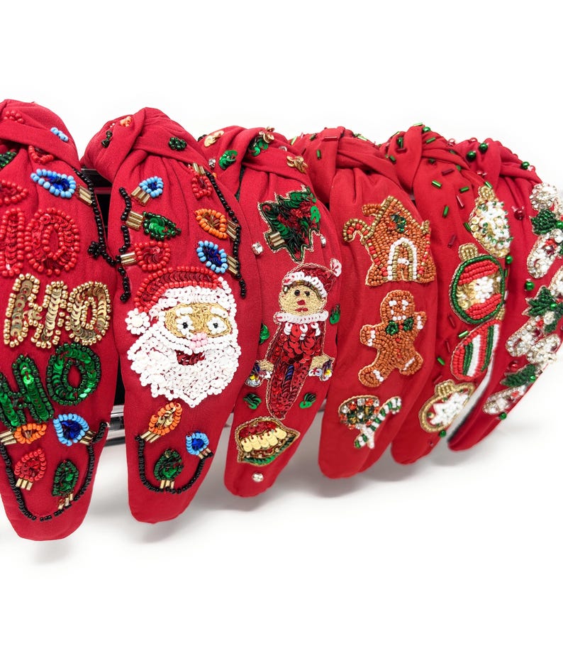 Unique Hand-beaded Christmas Knot Headbands for a Festive Look, Custom ...