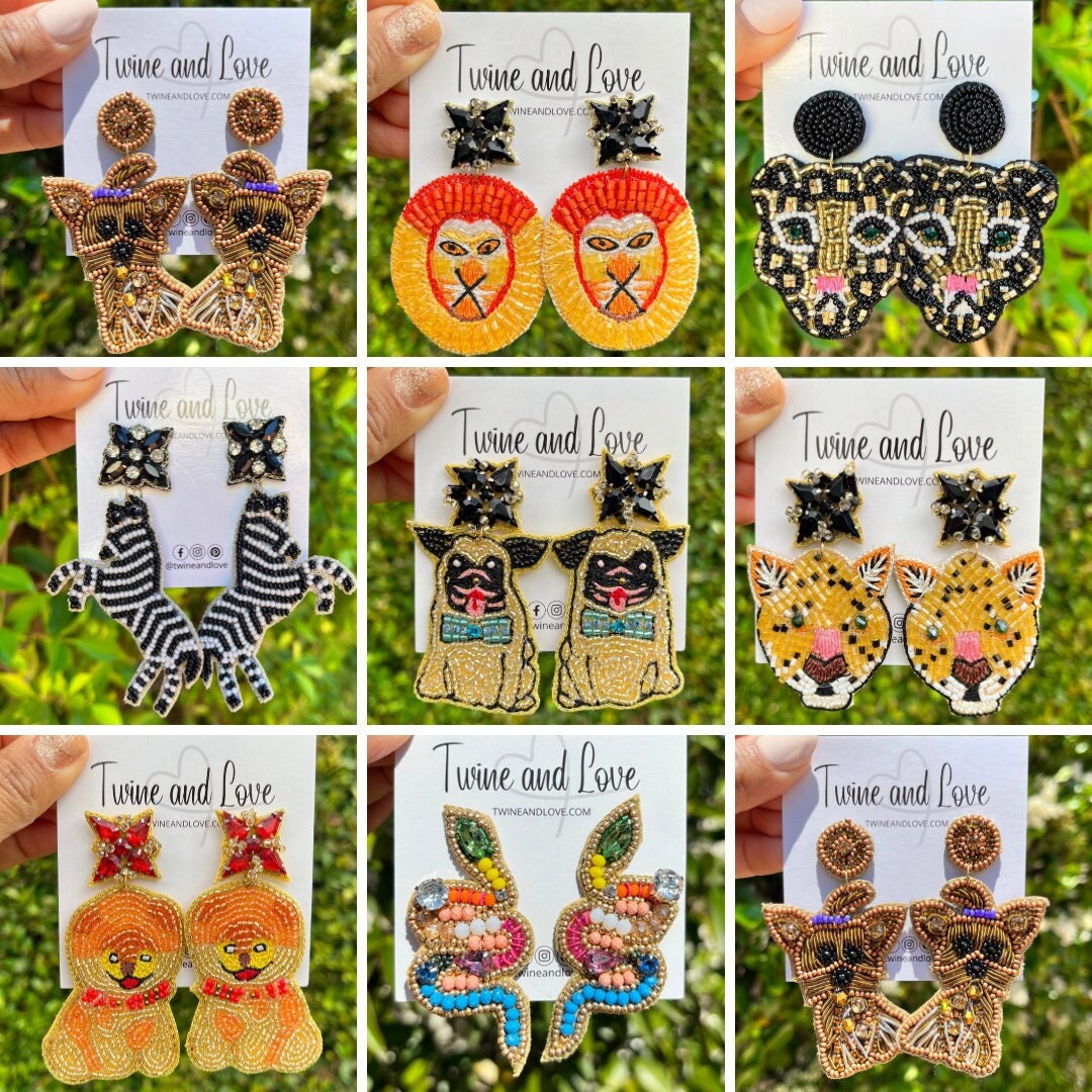 Hand Beaded Animal Collection Inspired Beautiful Lightweight Seed Bead ...