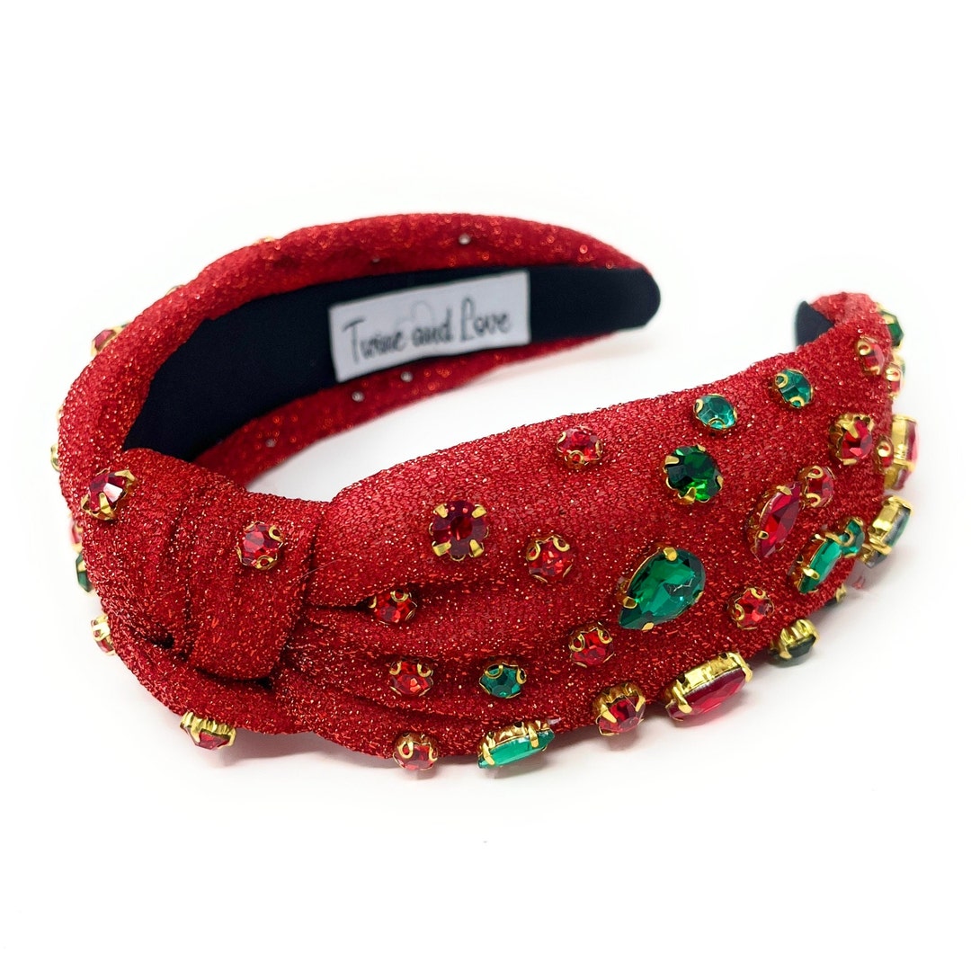 Unique Christmas Jeweled Knot Headband - Handcrafted for Festive Style ...