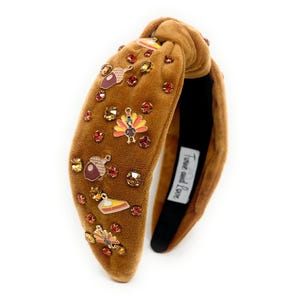 Fall Jeweled Knotted Headband, Fall Fashion Handcrafted Headbands for ...