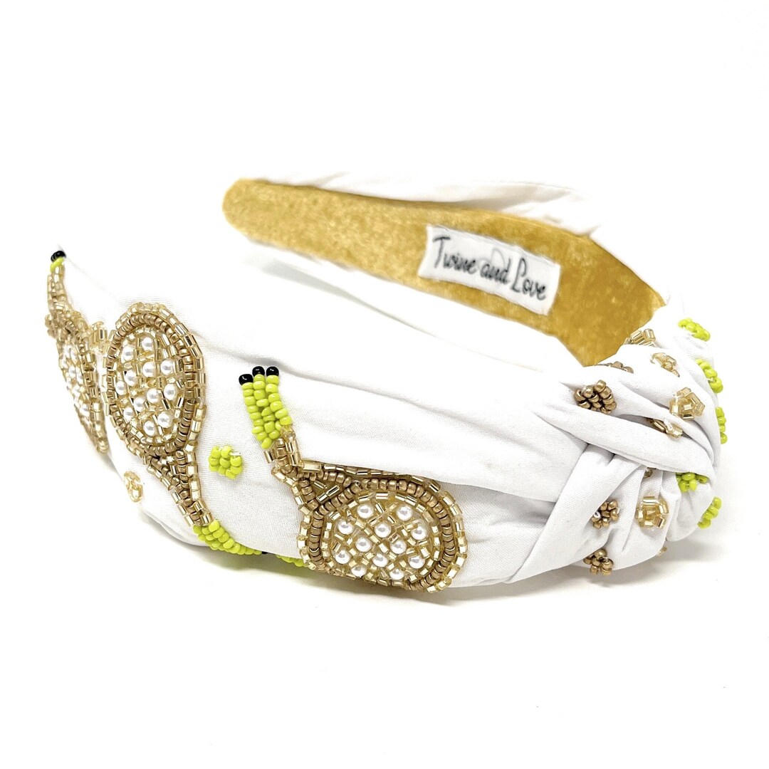 Hand Beaded Tennis Knotted Headband, Game Day Knot Headband, Tennis ...