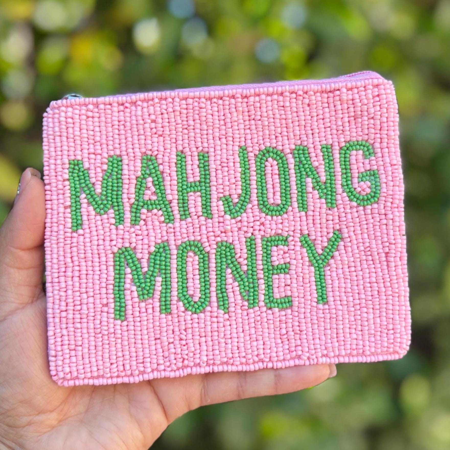 Mahjong Coin Purse | Beaded Mahjong Zipper Pouch | Mahjong Lover Gift ...