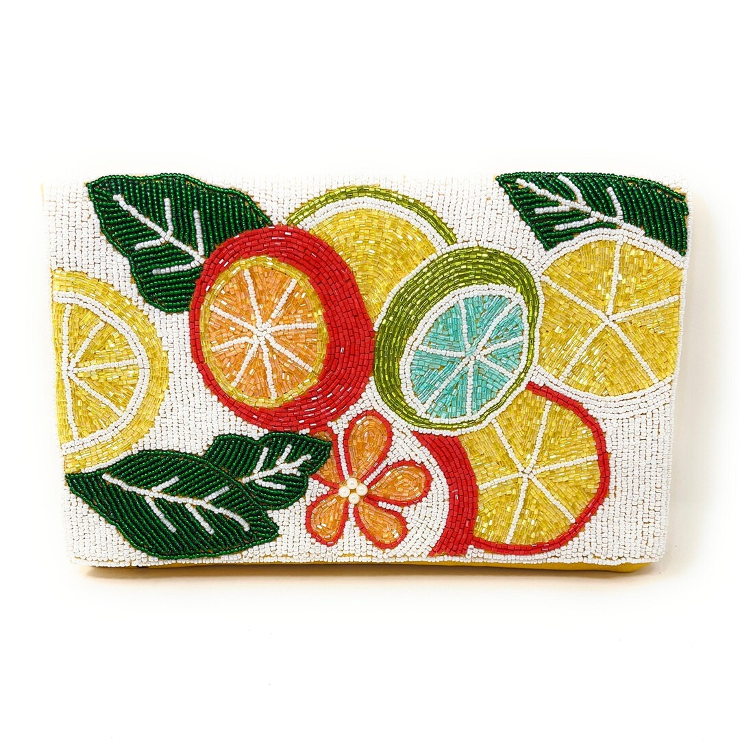 Citrus Bead Clutch Purse, Summer Crossbody Purse, Beaded Clutch Purse ...