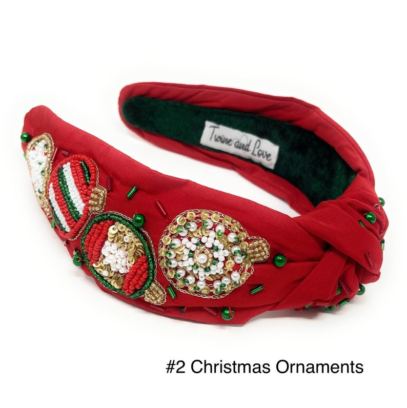 Unique Hand-beaded Christmas Knot Headbands for a Festive Look, Custom ...