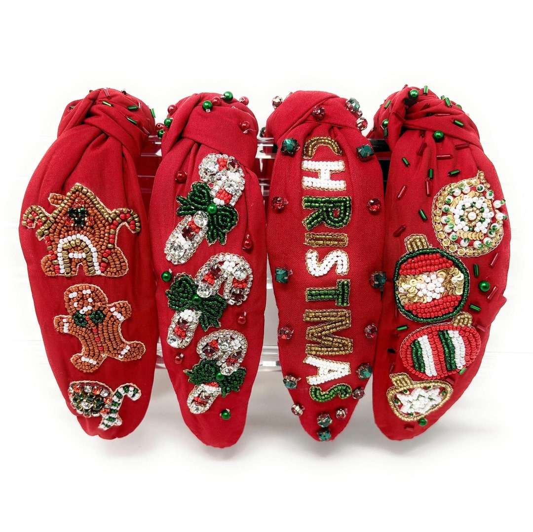 Unique Hand-beaded Christmas Knot Headbands for a Festive Look, Custom ...