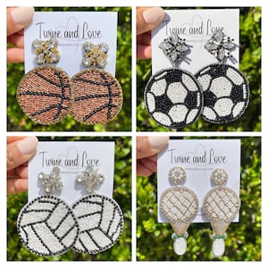 Game Day Beaded Earrings, Tennis Earrings, Basketball Beaded Earrings ...