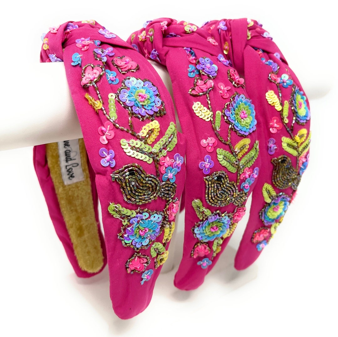 Hand Beaded Colorful Knot Headbands With Intricate Beadwork for ...