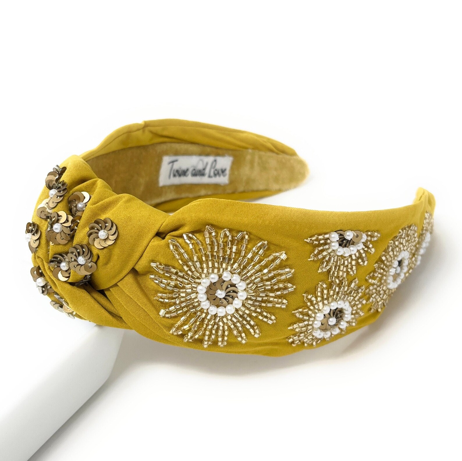 Hand Bead Knotted Headband, Knotted Headband, Wide Knot Headband ...