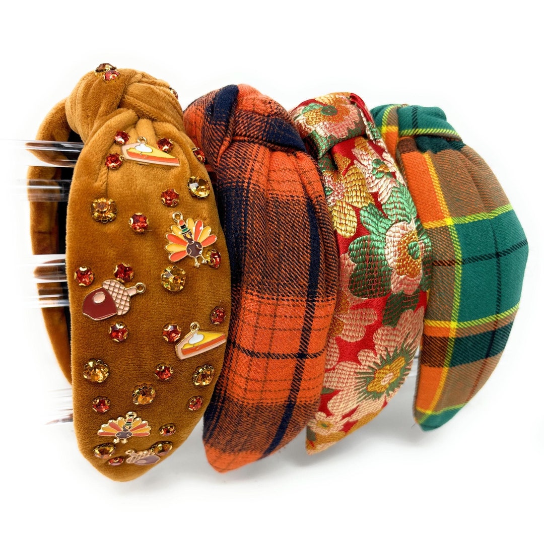 Fall Jeweled Knotted Headband, Fall Fashion Handcrafted Headbands for ...