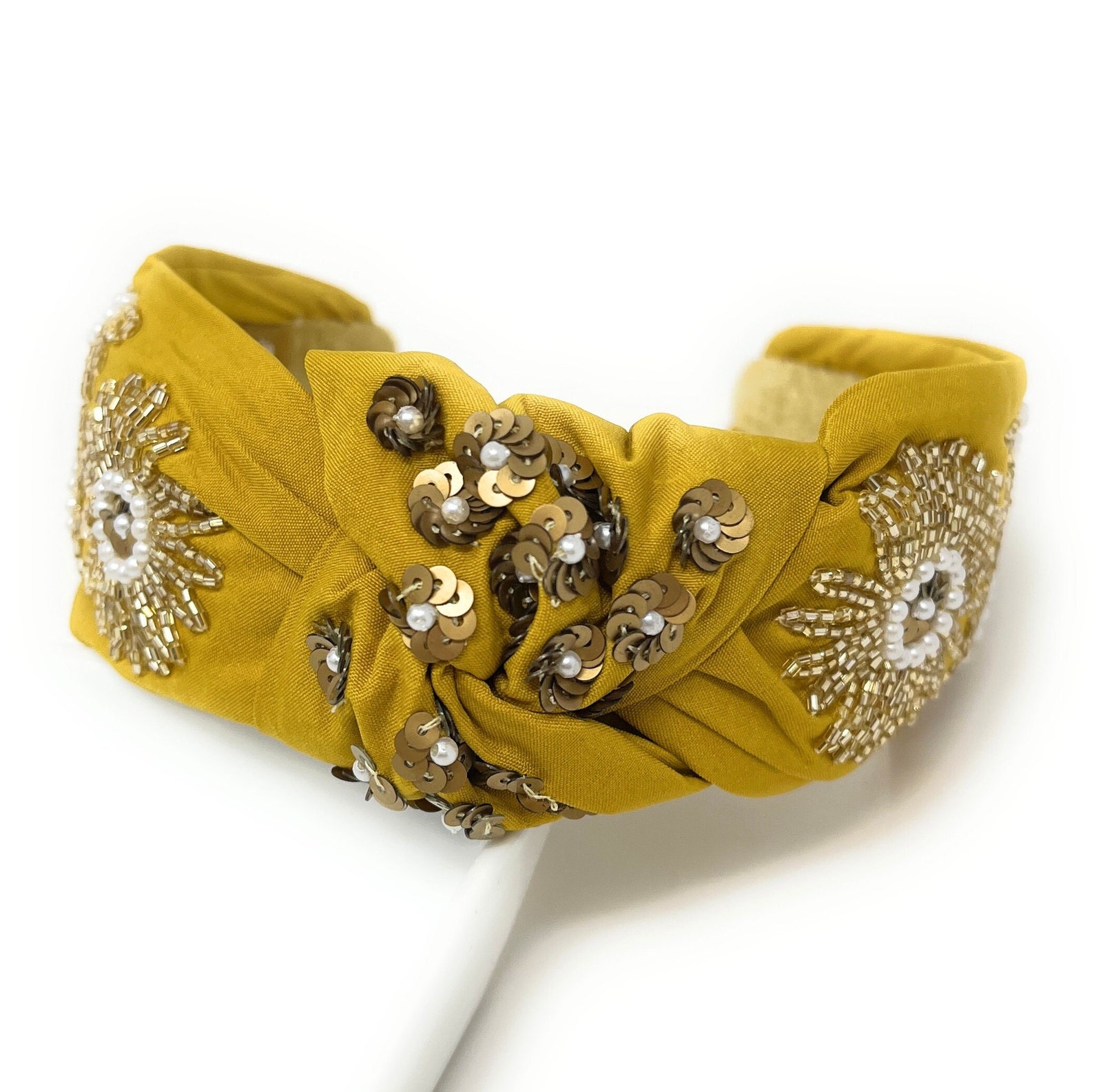 Hand Bead Knotted Headband, Knotted Headband, Wide Knot Headband ...
