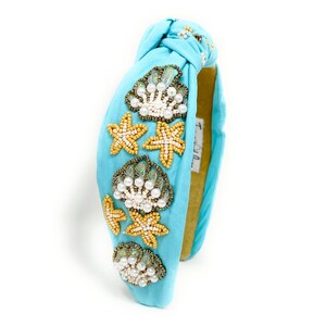 Hand Bead Seashell Knotted Headband, Shell Knotted Headband, Wide ...