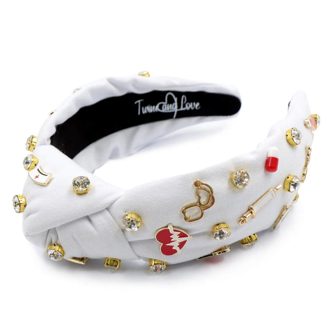 Hand Sewn Custom Nurse Headband - Handcrafted With Beautiful Jeweled ...