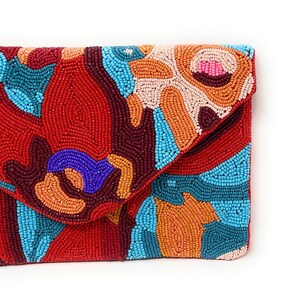 Multi Color Beaded Clutch Purse, Red Clutch Bag, Beaded Clutch Purse ...