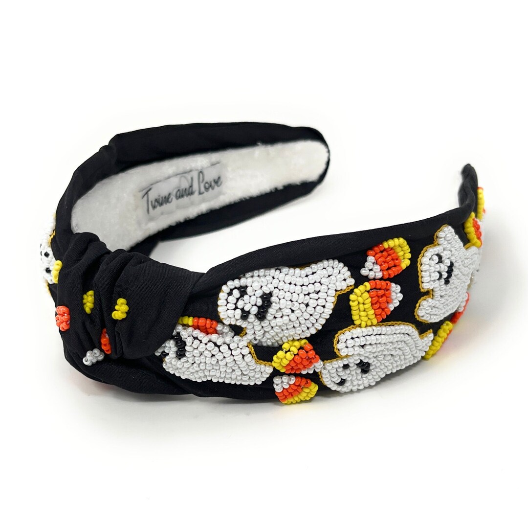 Hand Beaded Halloween Knot Headbands, Custom Headbands, Halloween ...