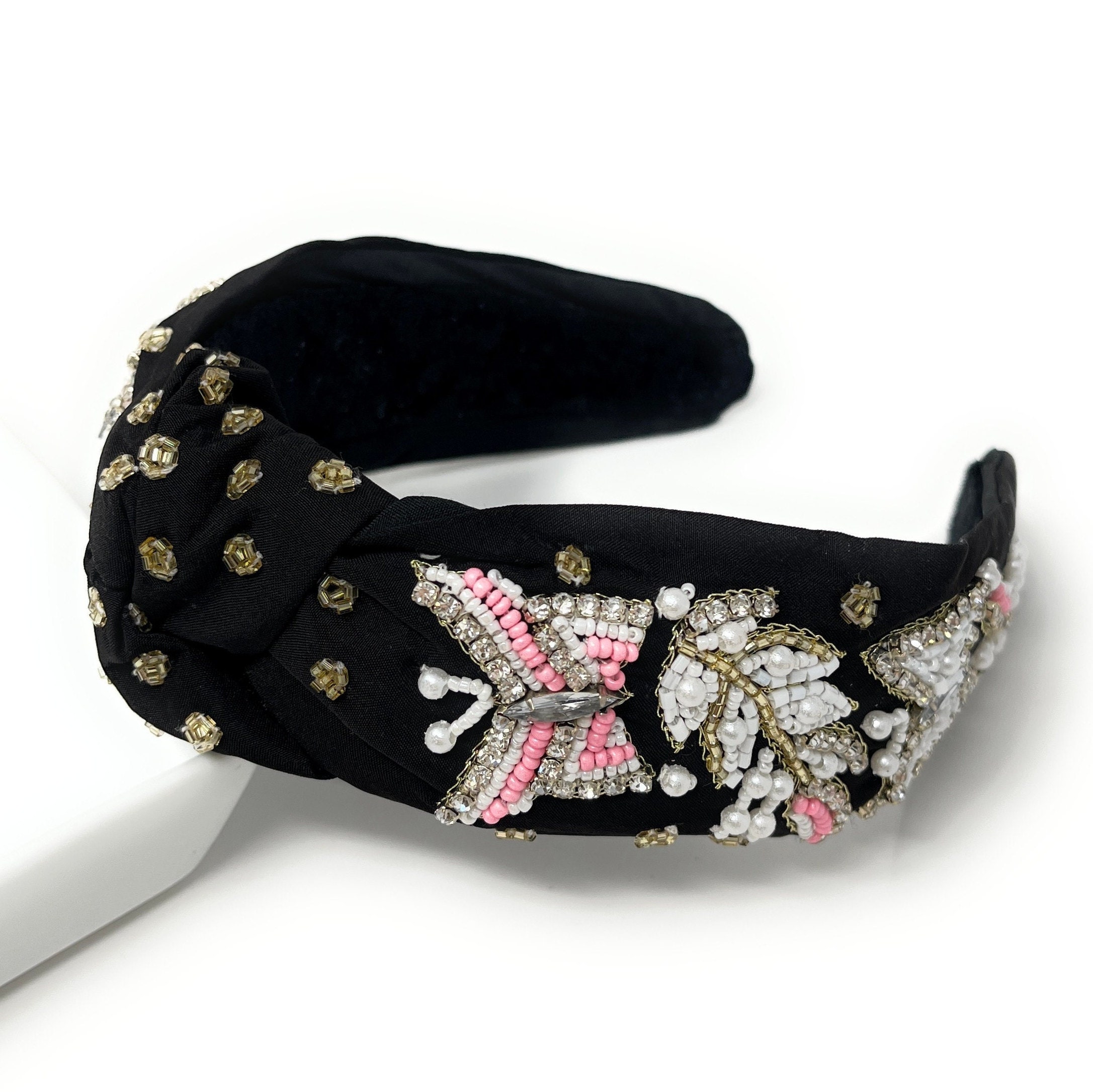 Butterfly Hand Bead Knotted Headband, Butterflies Knotted Headband ...