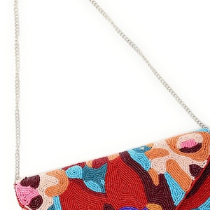 Multi Color Beaded Clutch Purse, Red Clutch Bag, Beaded Clutch Purse ...