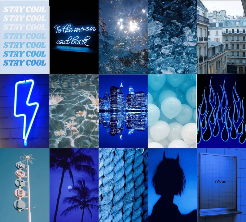 Blue Aesthetic Wall Collage Kit 50 Pcs Etsy