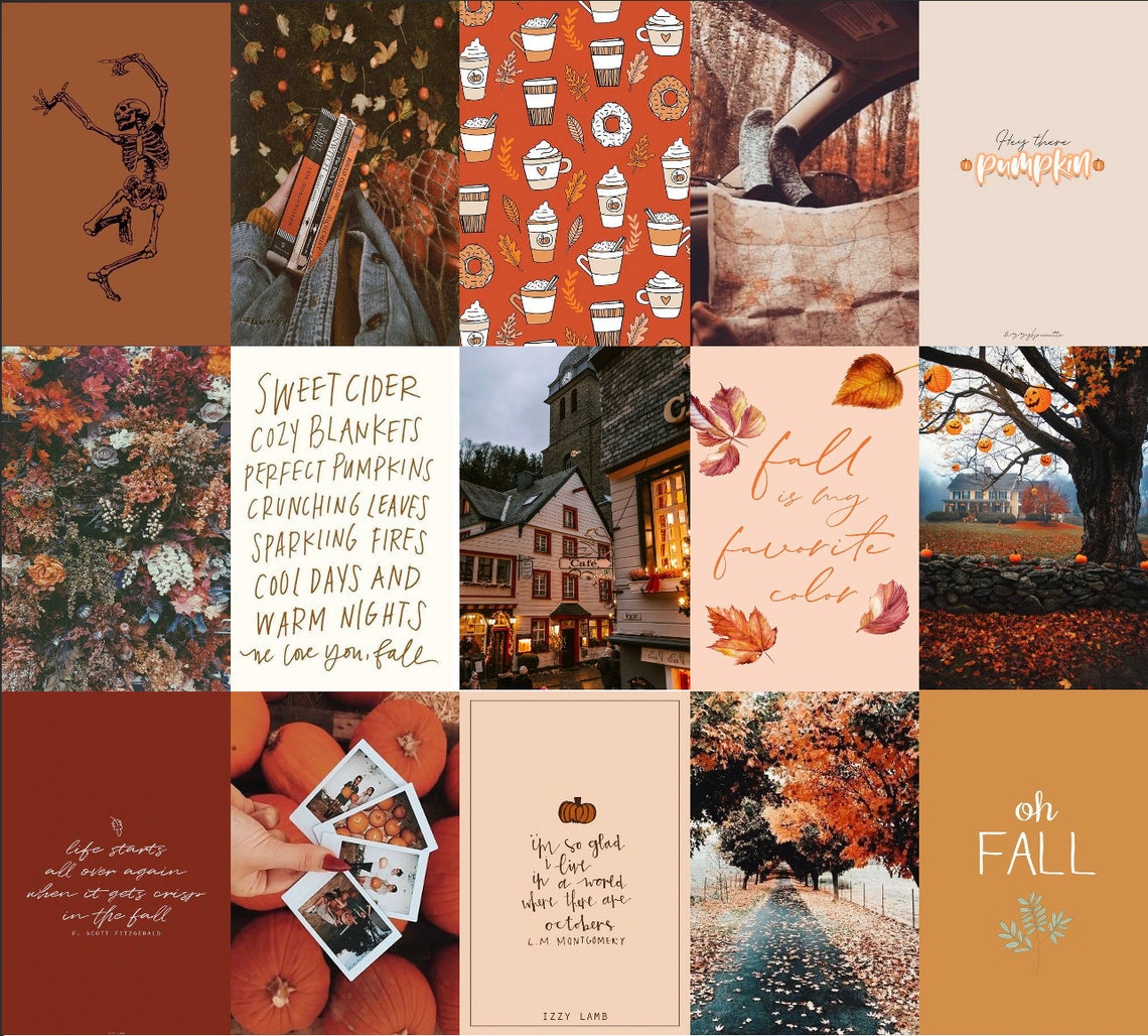 Fall Aesthetic Digital Wall Collage Kit- 50 Pcs - Etsy