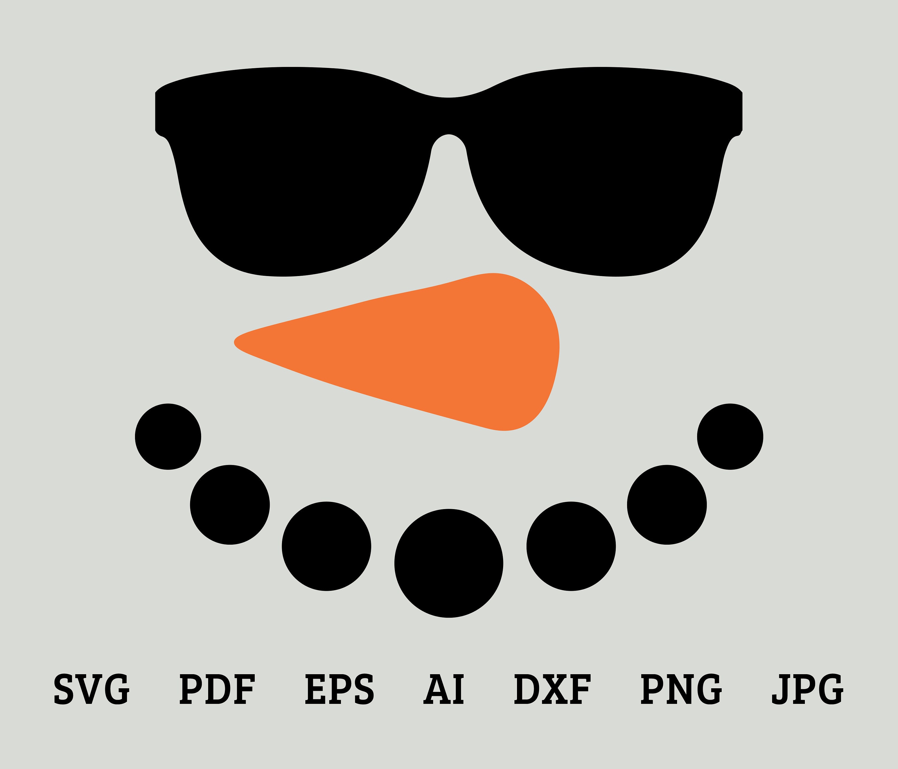 Snowman SVG Snowman in Glasses Svg Smiling Snowman SVG Snowman Face Svg ...