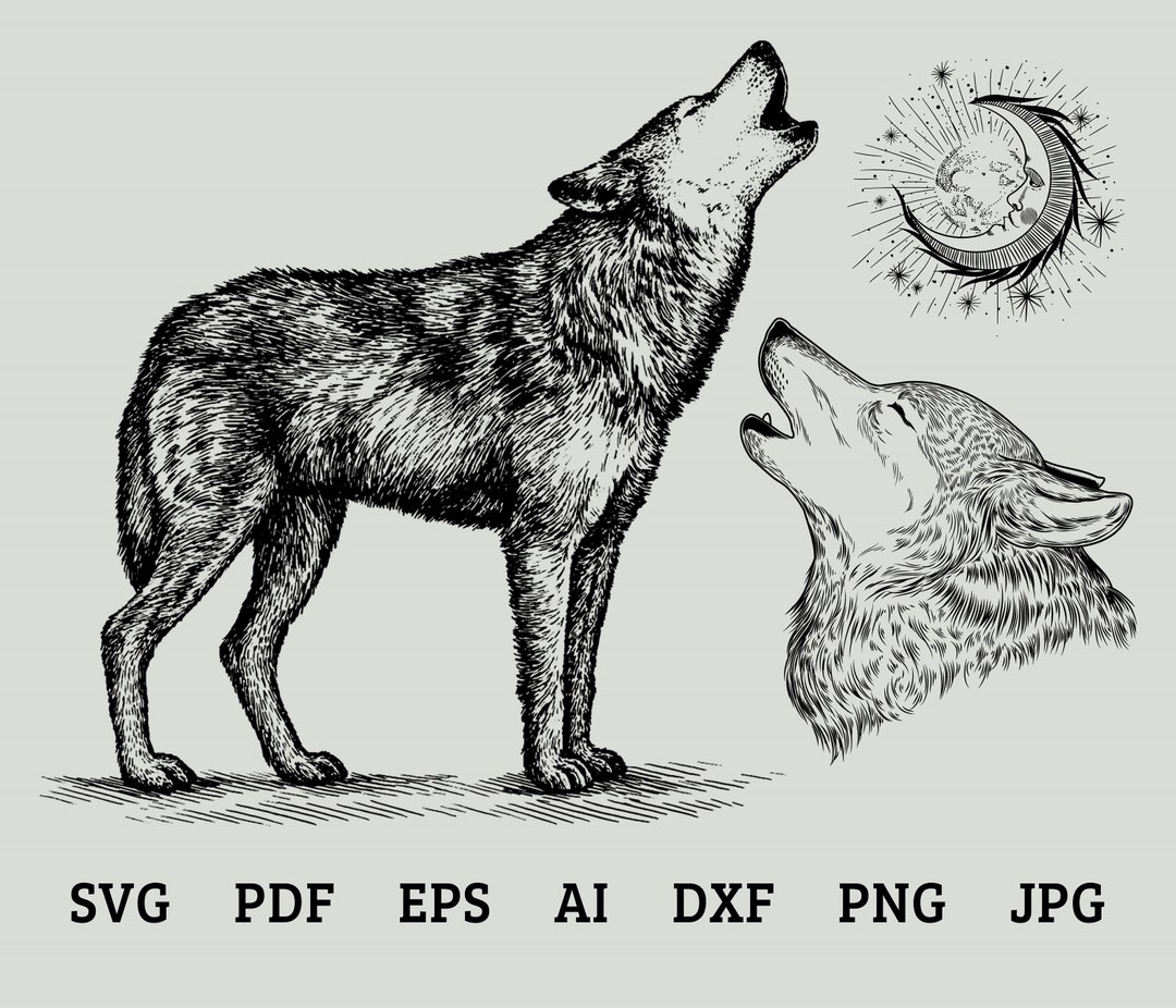 Howling Wolf SVG Moon Svg Animal SVG File Wolf SVG Clipart T-shirt ...