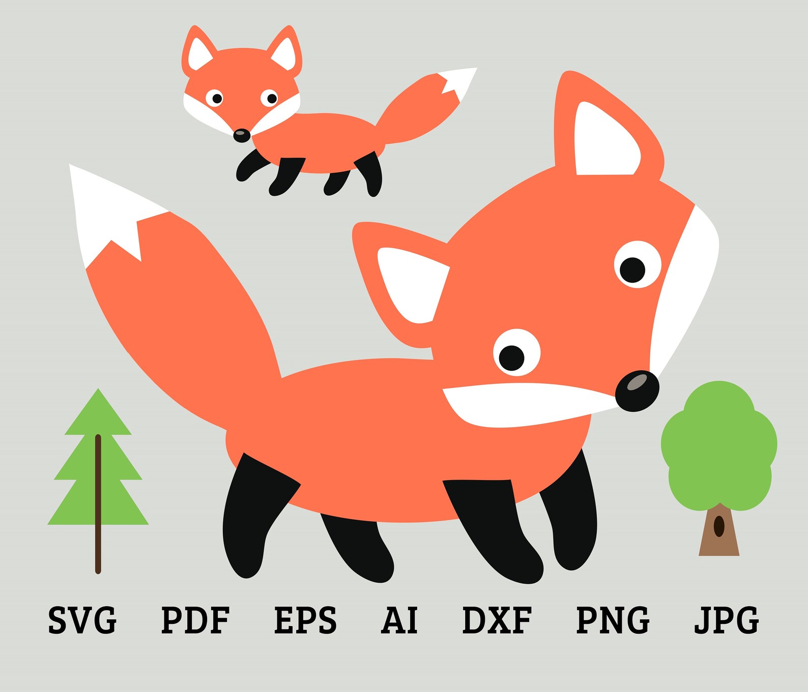 Cute Fox SVG Trees Svg Animals SVG File Red Fox SVG Clipart T-shirt ...