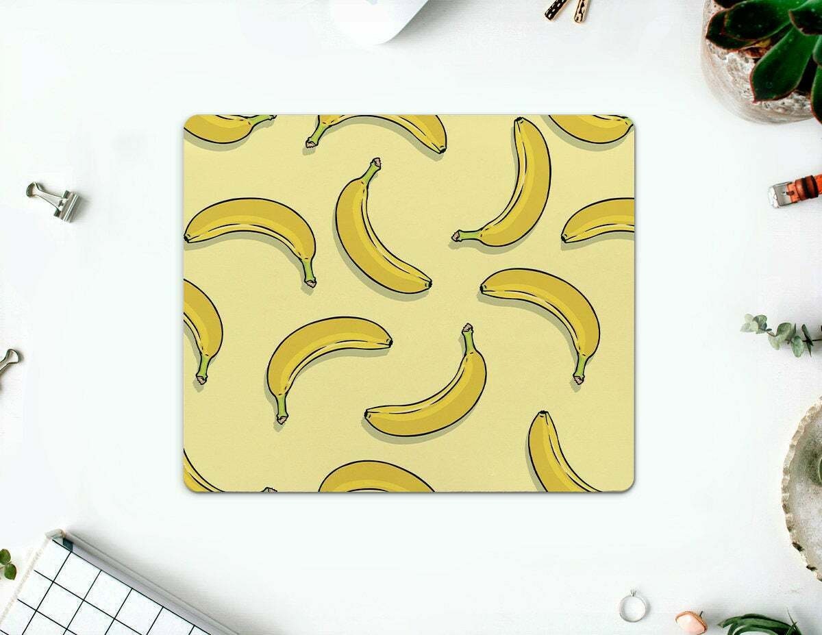 Bananas Mouse Pad Rectangular Mouse Mat for MacBook Fruits Design Round ...