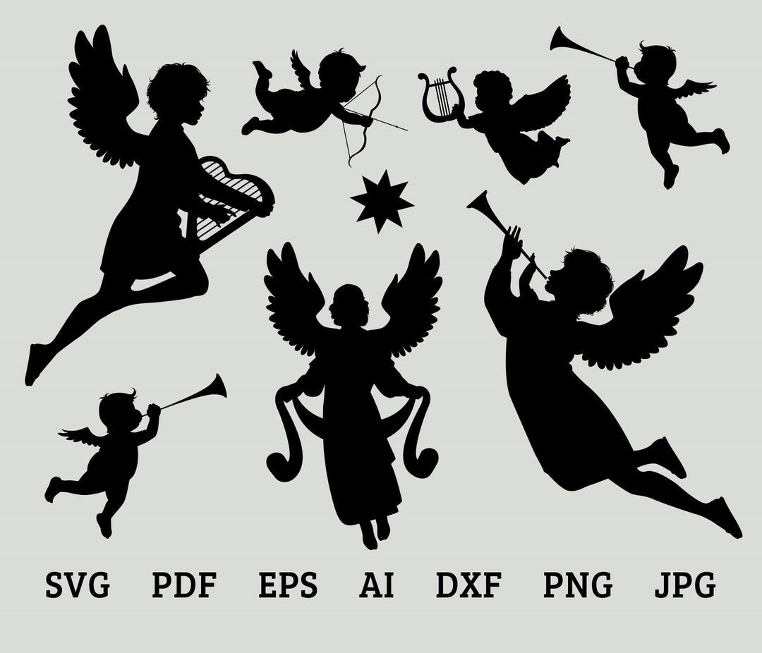 Angels SVG Cupids Svg Art Design SVG File Musical Angels Clipart ...