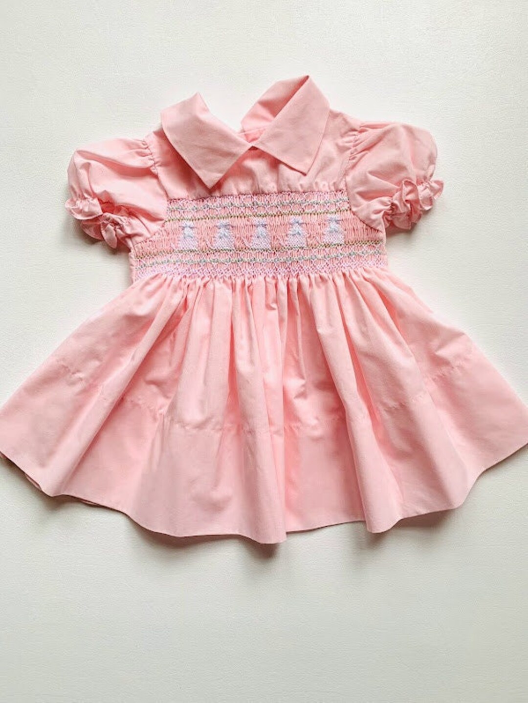 Vintage 80s/90s Baby Togs Pink Smocked Cat Dress With Pointed - Etsy