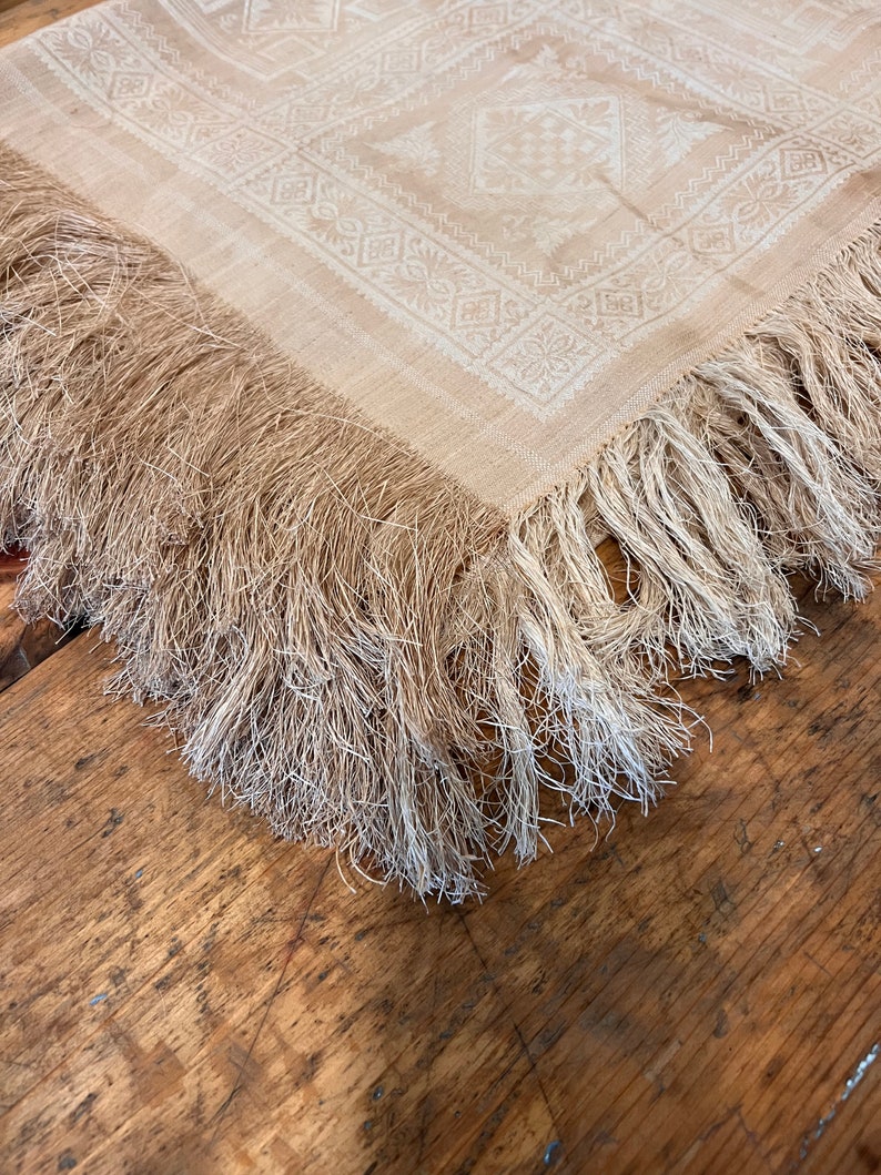 RARE Antique Irish Linen Natural Handwoven 1800s Fine Damask Linen Flax ...