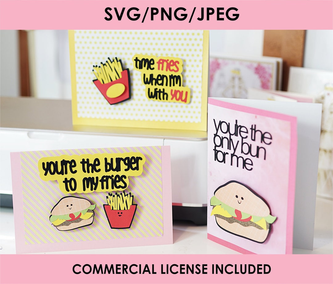 Kawaii Fast Food Pun Cards SVG Kit Bundle Burger Puns Fries - Etsy ...