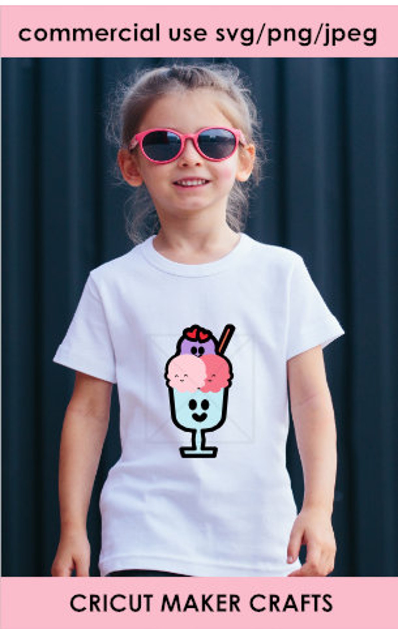 SVG Ice Cream Sundae Cute Kawaii SVG Cut File for Cricut HTV for ...