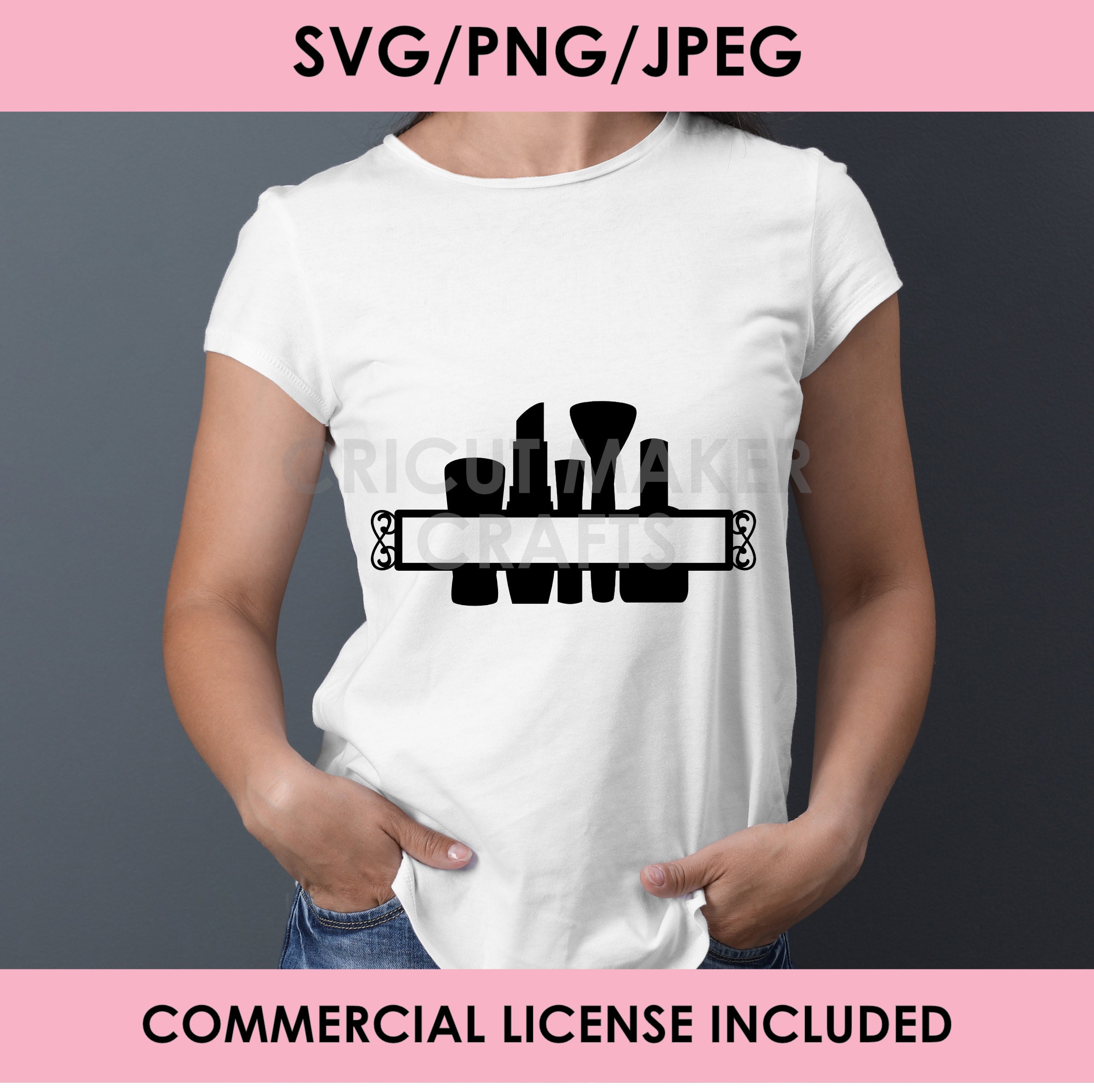 SVG Makeup Monogram Svg Cut File for Cricut, Makeup Svg, Beauty SVG for ...