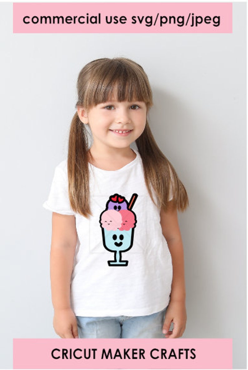SVG Ice Cream Sundae Cute Kawaii SVG Cut File for Cricut HTV for ...