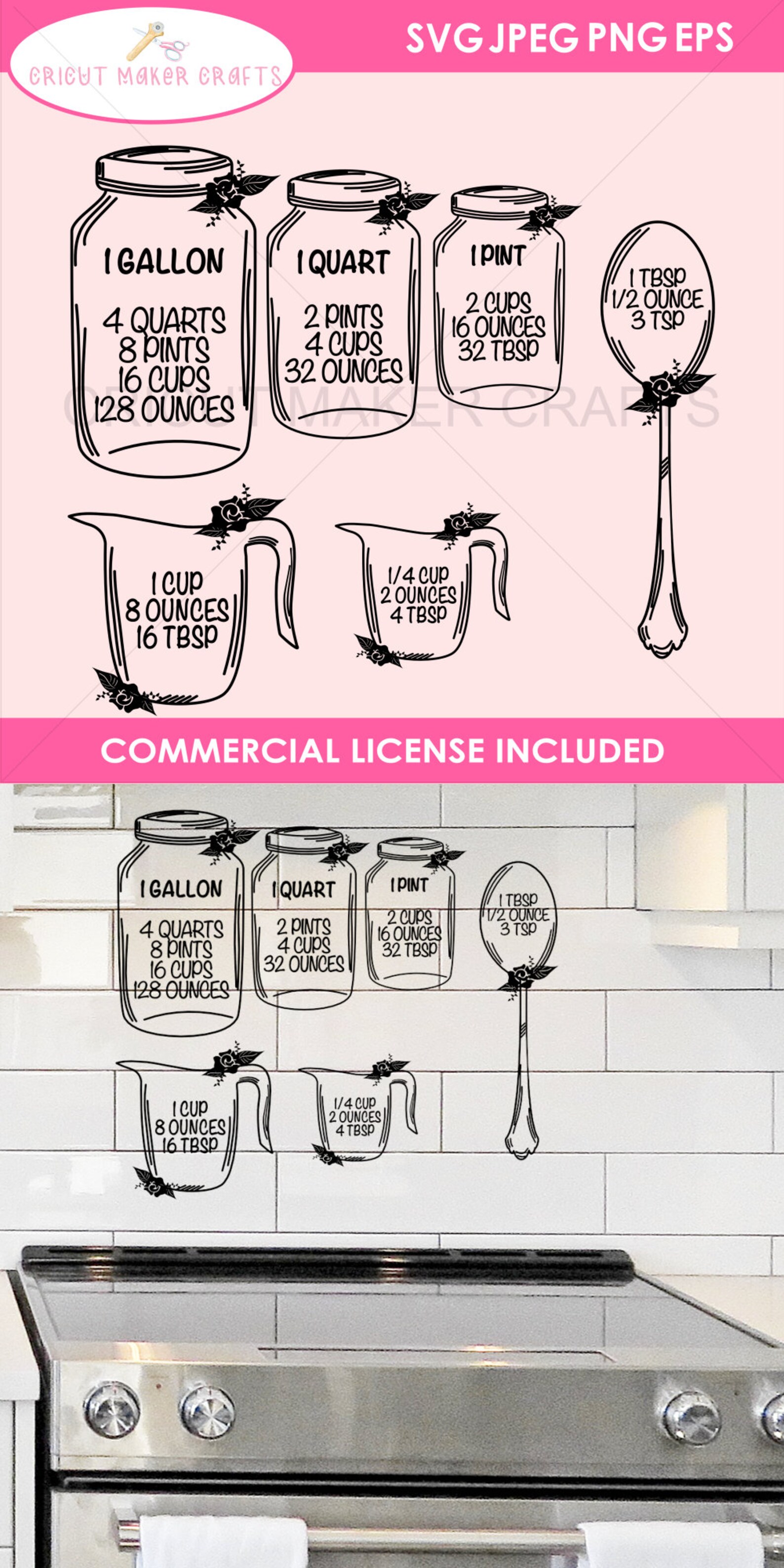 Vintage Measuring Cup Measuring Chart SVG/PNG Baking Svg | Etsy