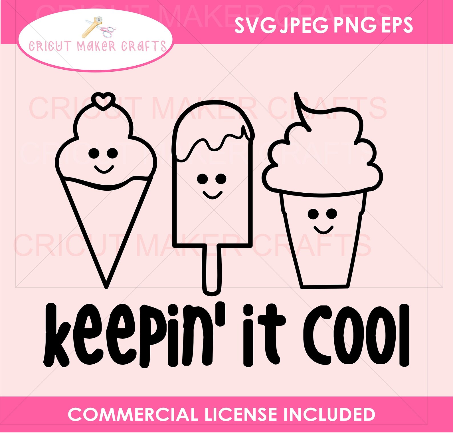 Keepin' It Cool Kawaii SVG Cut File for Cricut HTV for Personalized Tee ...
