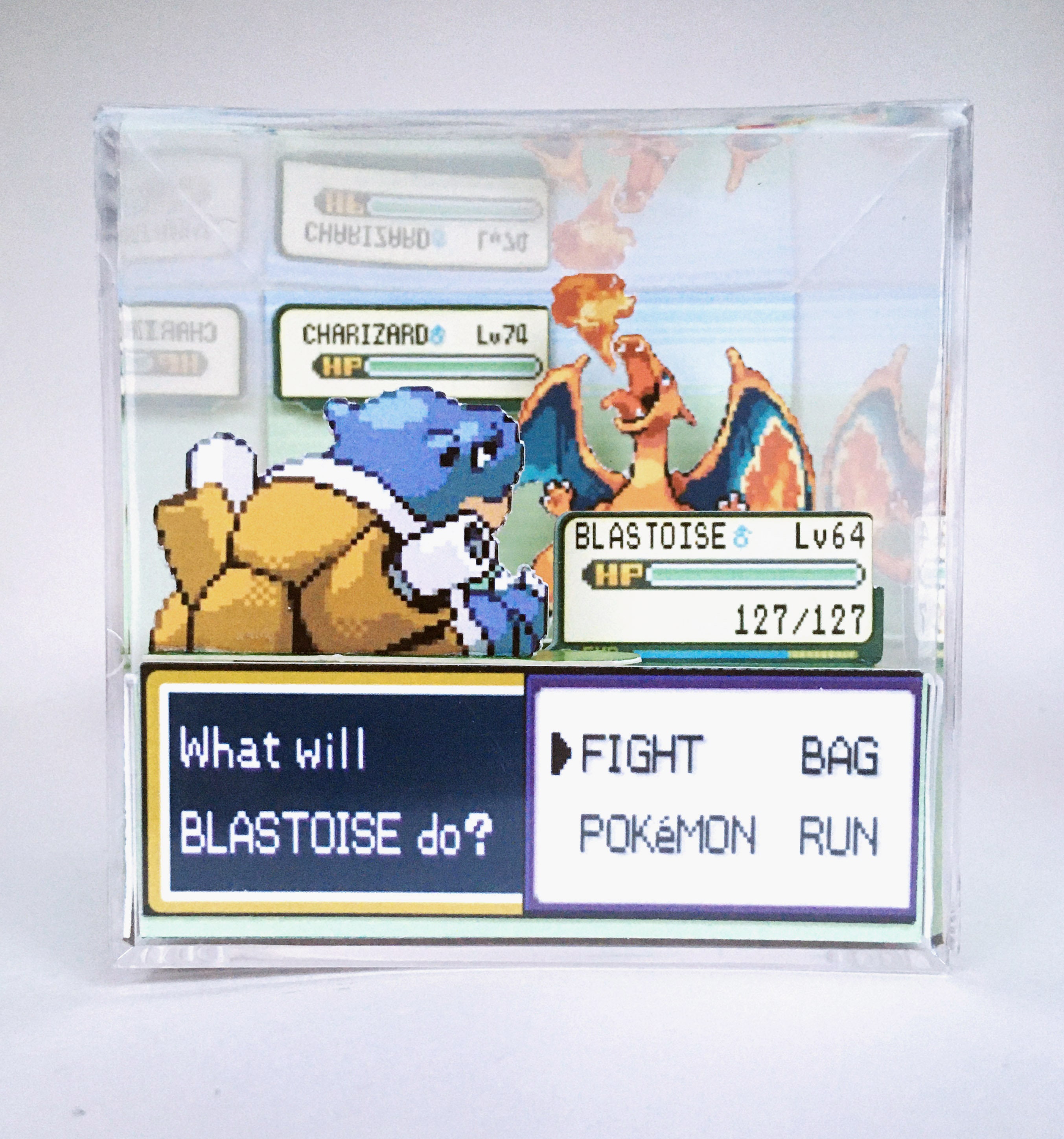 Pokemon 3D Diorama Cube Blastoise vs Charizard Battle Scene | Etsy