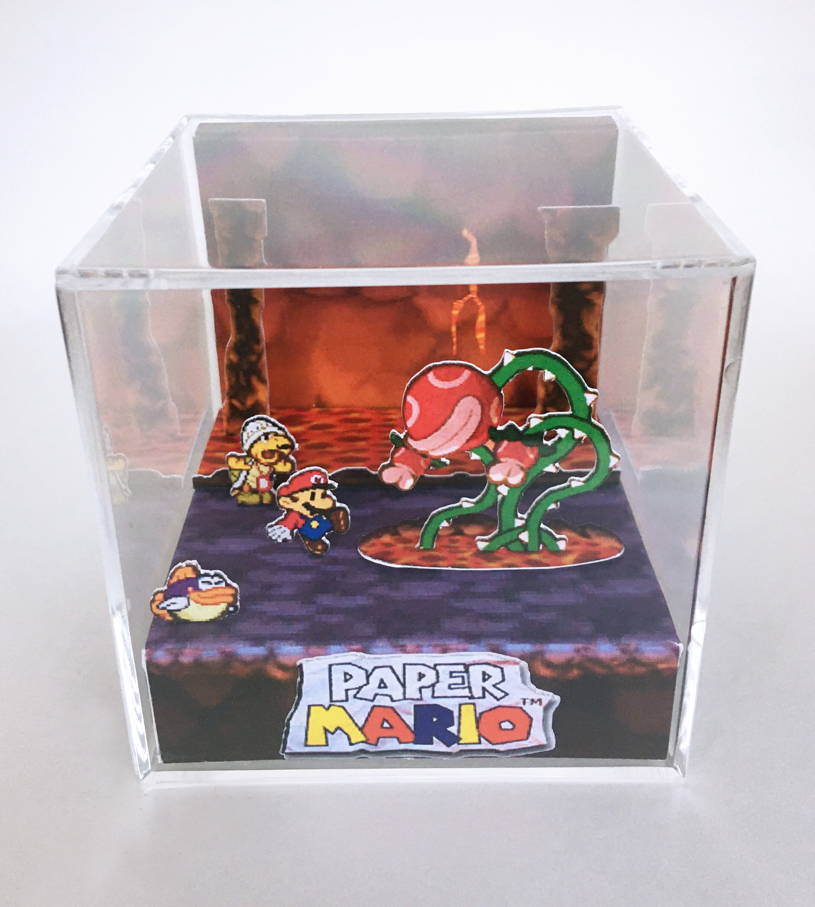 Paper Mario N64 3D Diorama Cube Lava Piranha Fight | Etsy