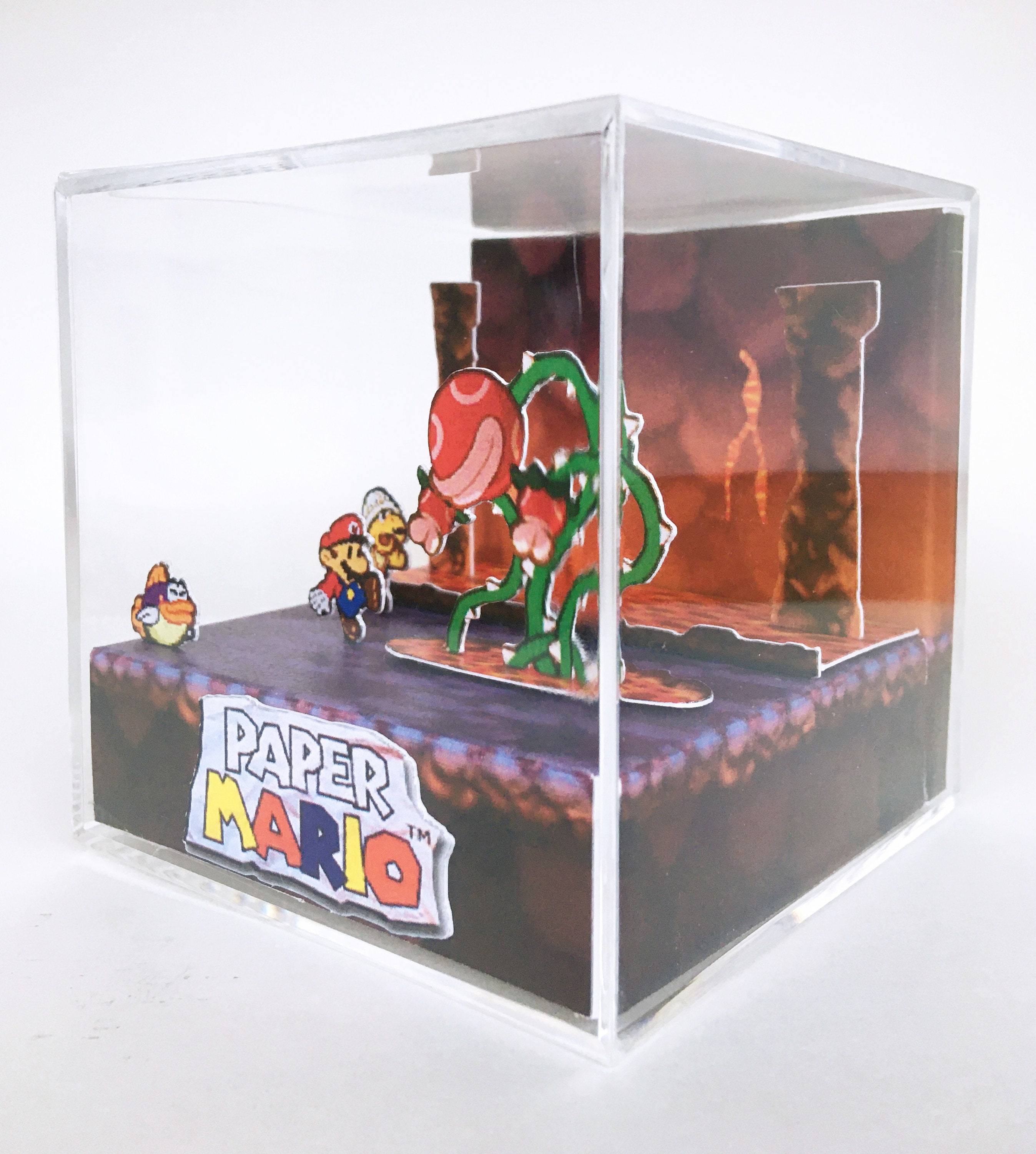 Paper Mario N64 3D Diorama Cube Lava Piranha Fight | Etsy