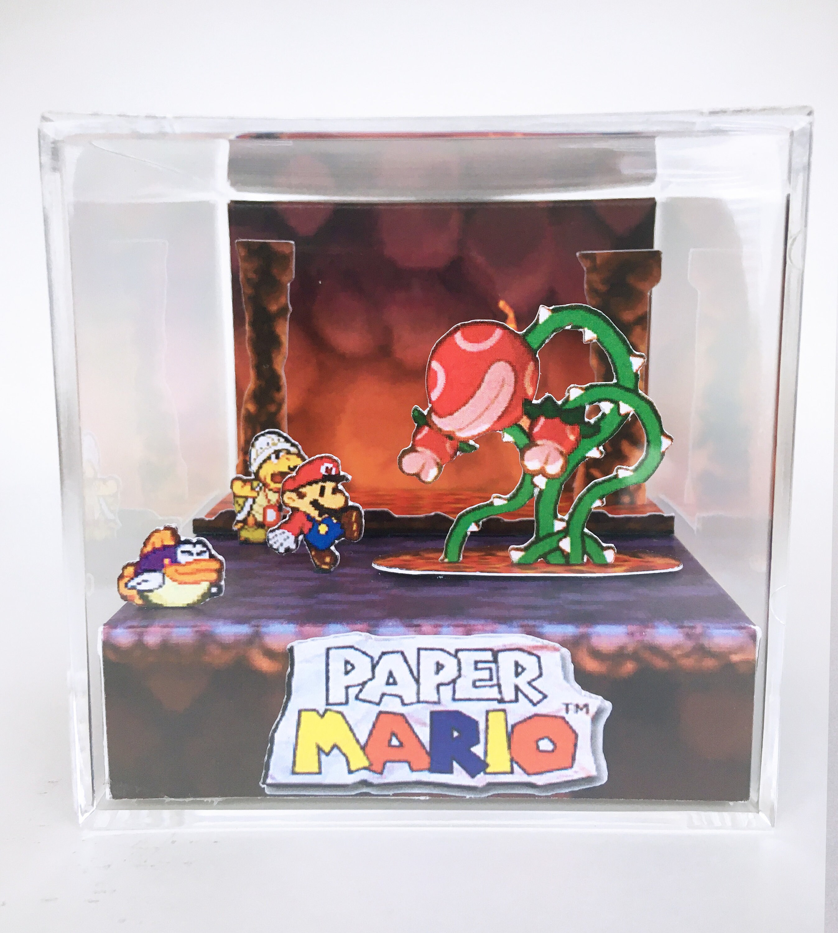Paper Mario N64 3D Diorama Cube Lava Piranha Fight | Etsy