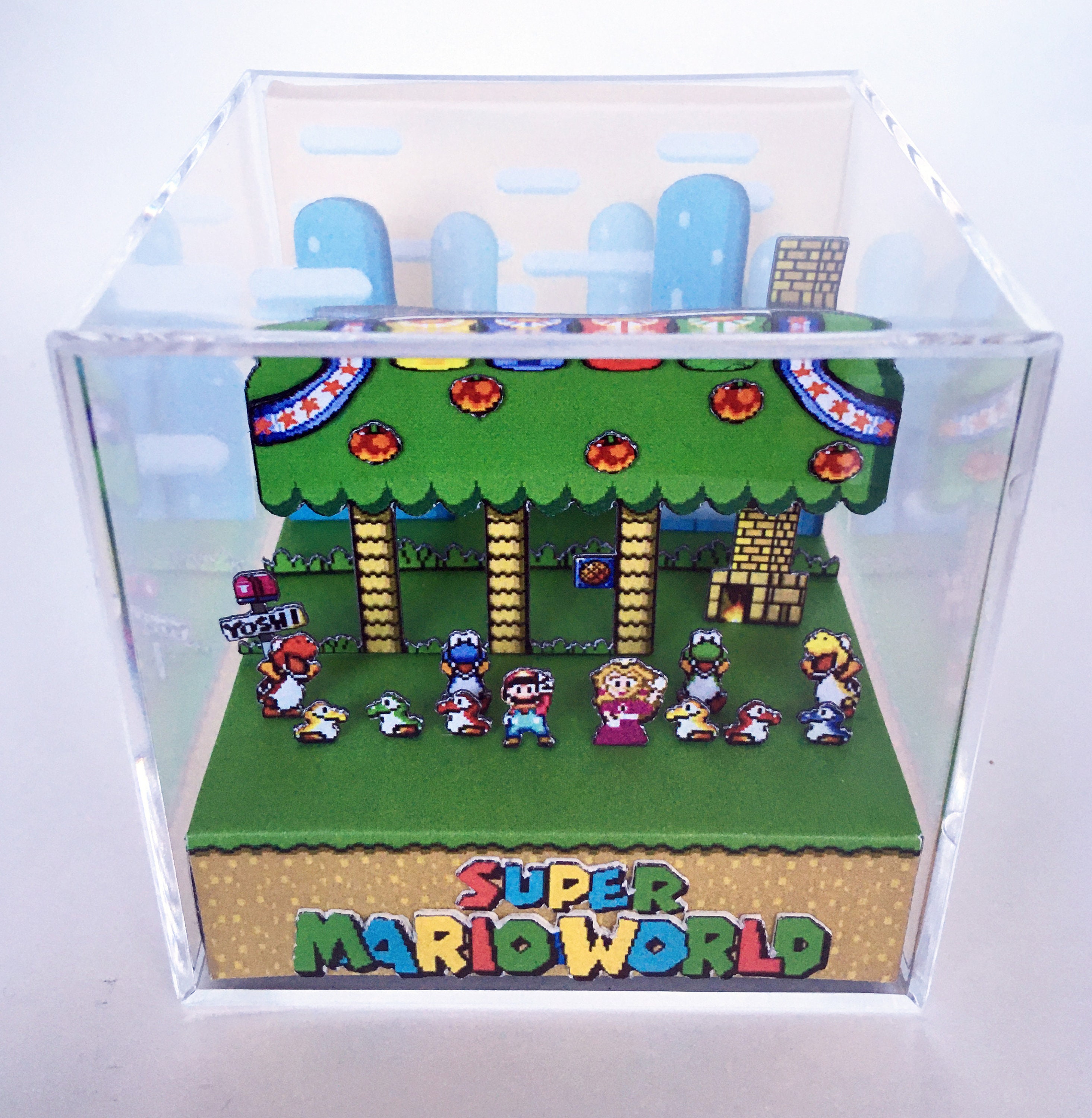 Super Mario World 3D Diorama Cube Yoshi House - Etsy