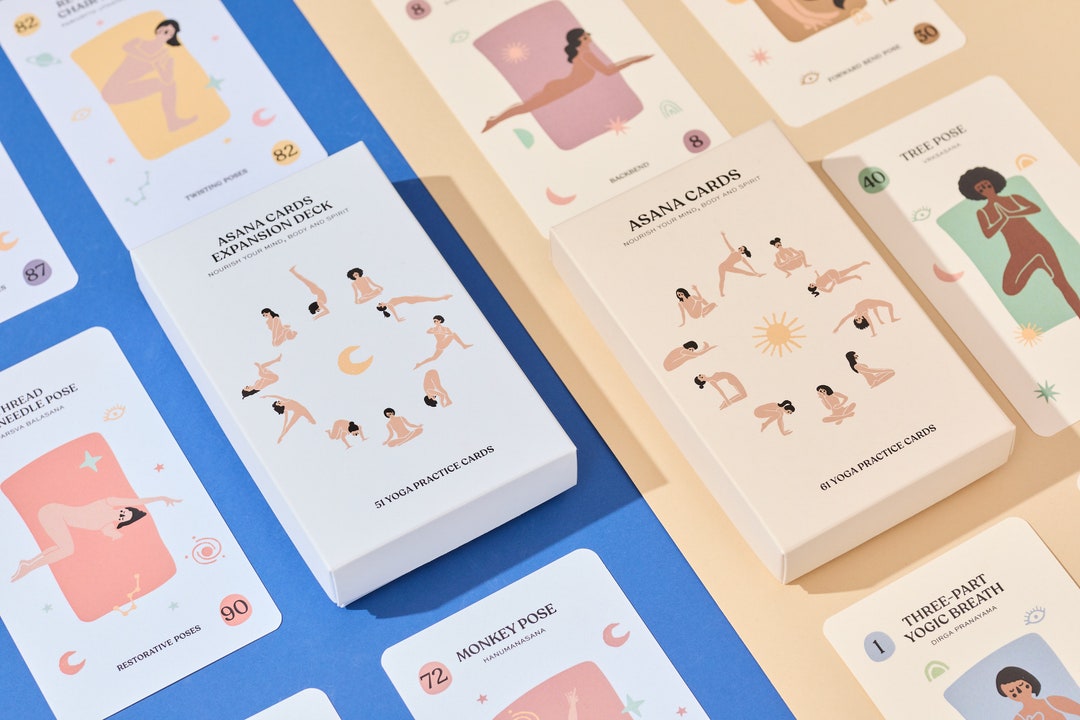 ASANA CARDS BUNDLE - Sun Edition & Moon Edition, Yoga Deck, Yoga Pose ...