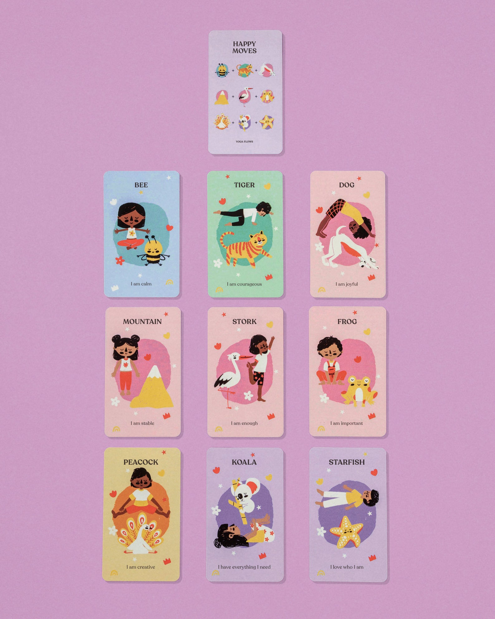 Kids Yoga Cards, Poses, Breathing, Affirmations - Etsy