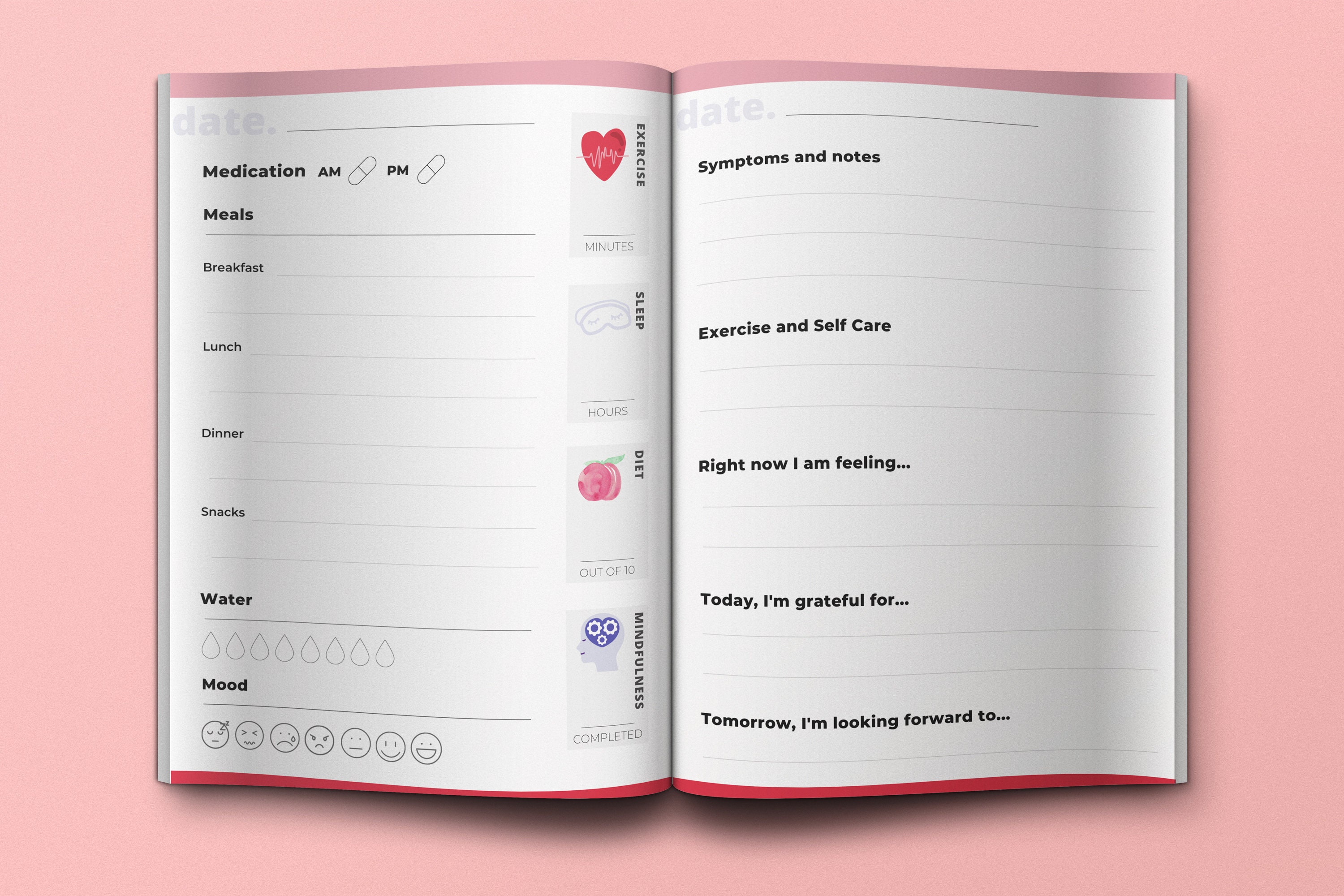 Daily Wellness and Gratitude Journal, Printable Journal, Habit Tracker ...