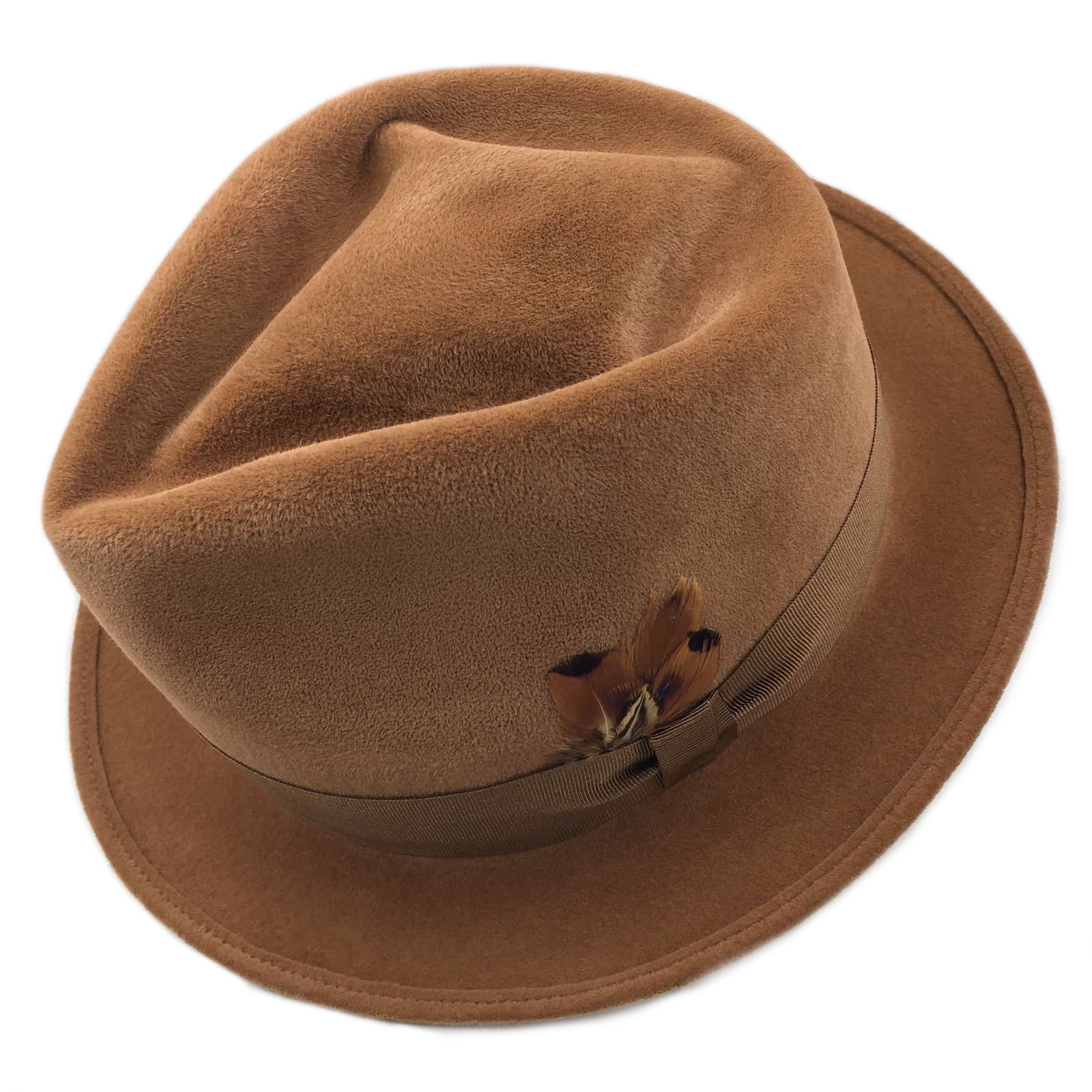 Justin Rabbit Fur Felt Fedora Light Brown Short Brim - Etsy