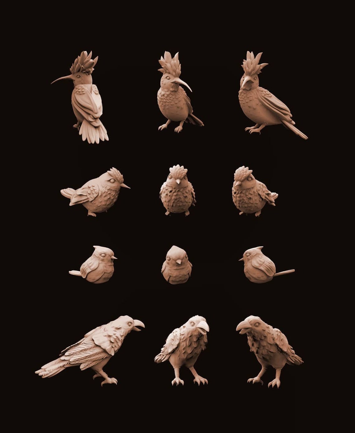 Bird Set 32 54 or 75mm Scale 3D Printed | Etsy